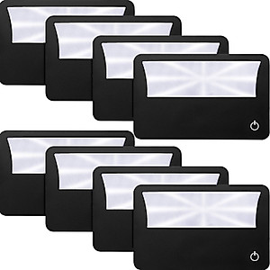 8 Pieces Credit Card Magnifier Bundle Wallet Purse Magnifying Glass LED Illuminated Magnifier 3X Pocket Card (Black)