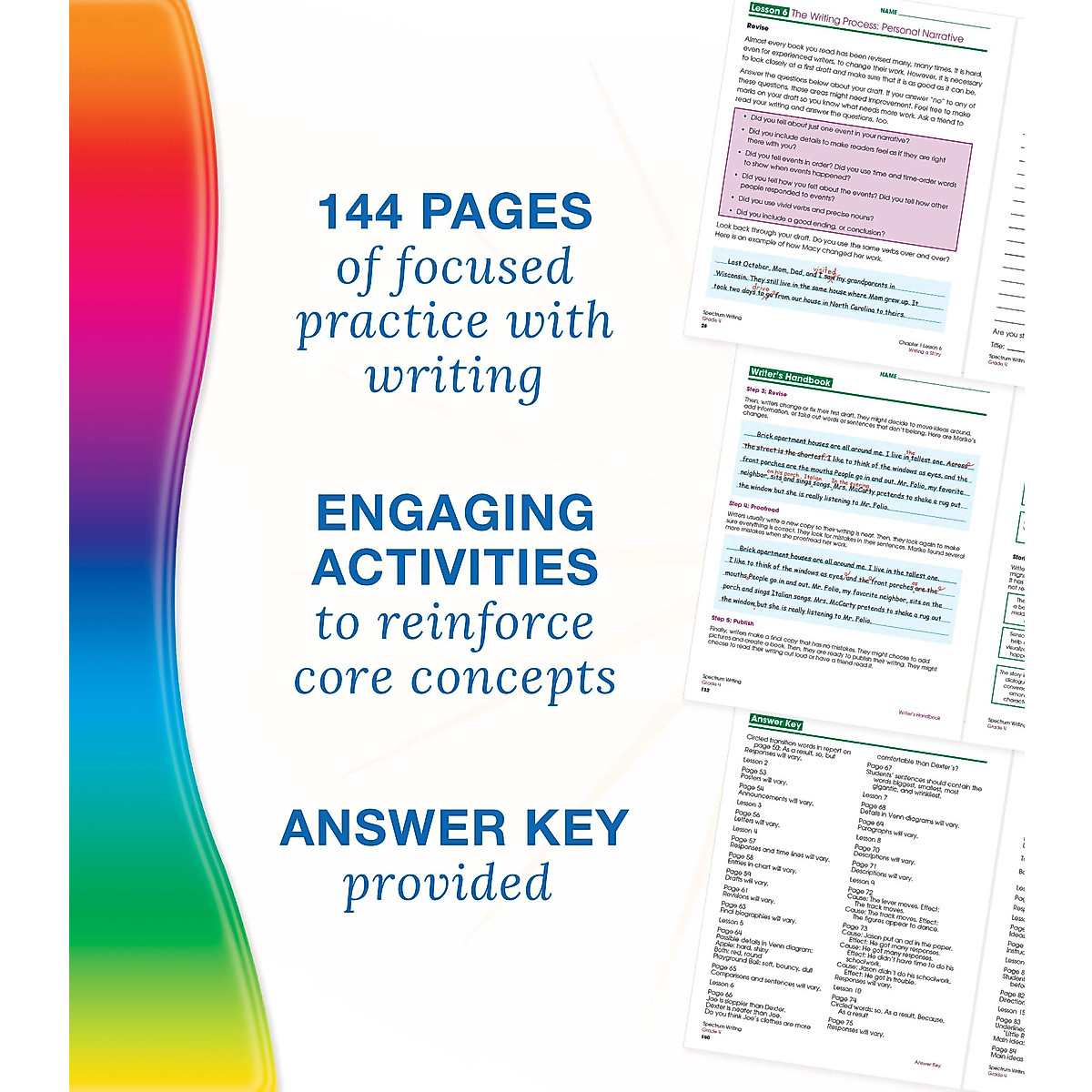 Spectrum Writing Workbook Grade 4, Informative, Opinion, Dialogue, Letter, and Story Writing Prompts, Writing Practice for Kids, Classroom or Homeschool Curriculum (Spectrum Writing)