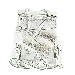 Pierre Cardin Silver Leather Metallic Star Studded Medium Fashion Backpack for womens