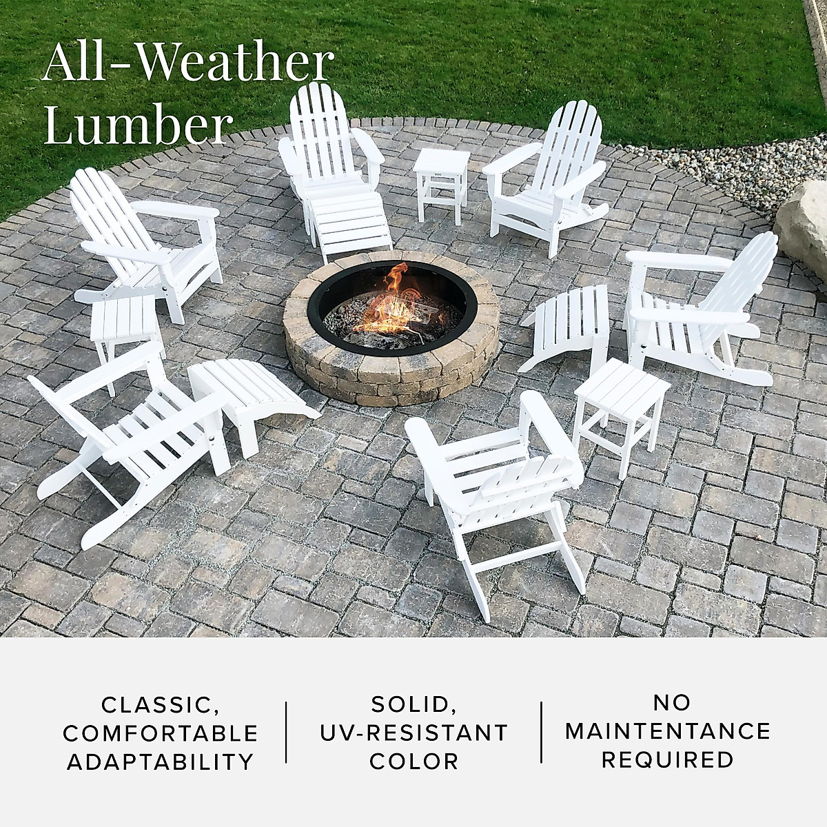 DuroGreen Folding Adirondack Chairs Made with All-Weather Tangentwood, Set of 2, Oversized, High End Patio Furniture for Porch, Lawn, Deck, or Fire Pit, No Maintenance, USA Made, White