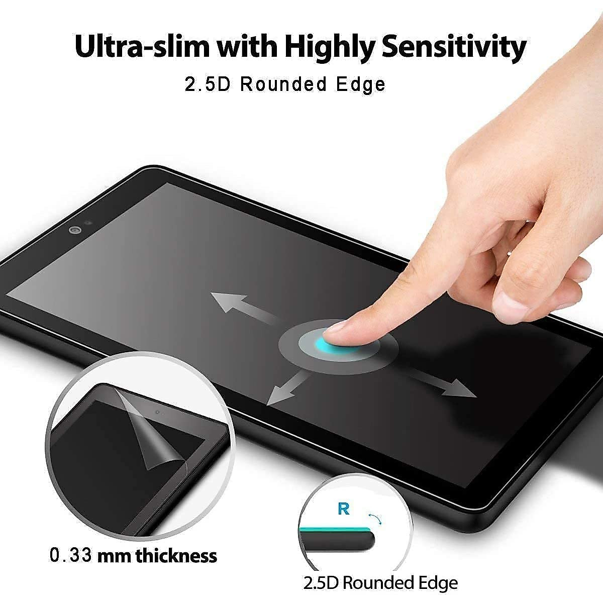 EC-Touch [3-Pack] Screen Protector for Fire HD 8 (Only 2018/2017 Release,8th/7th Generation) 9H Hardness Clear Anti-Scratch Bubble Free Tempered Glass,Not fit Amazon Kindle Fire HD8 2020(Clear)