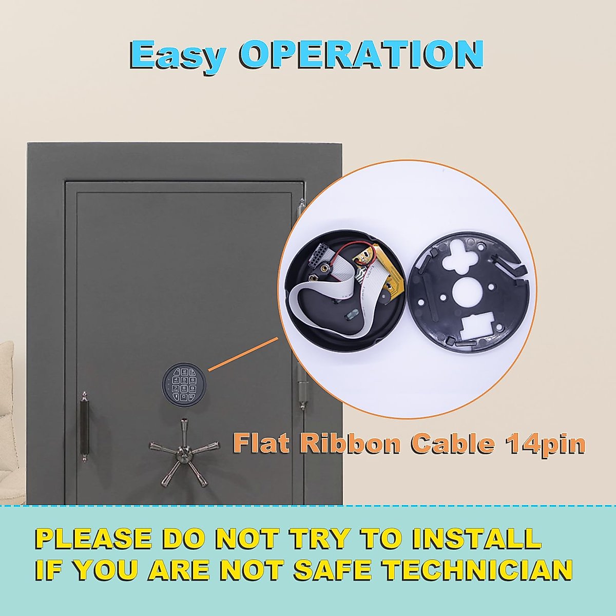 Electronic Safe Lock Replacement Keypad with Solenoid Lock, Gun Safe Lock with Programmable Electronic Keypad, Lock Fits High Security Safe Box and Security Cabinet