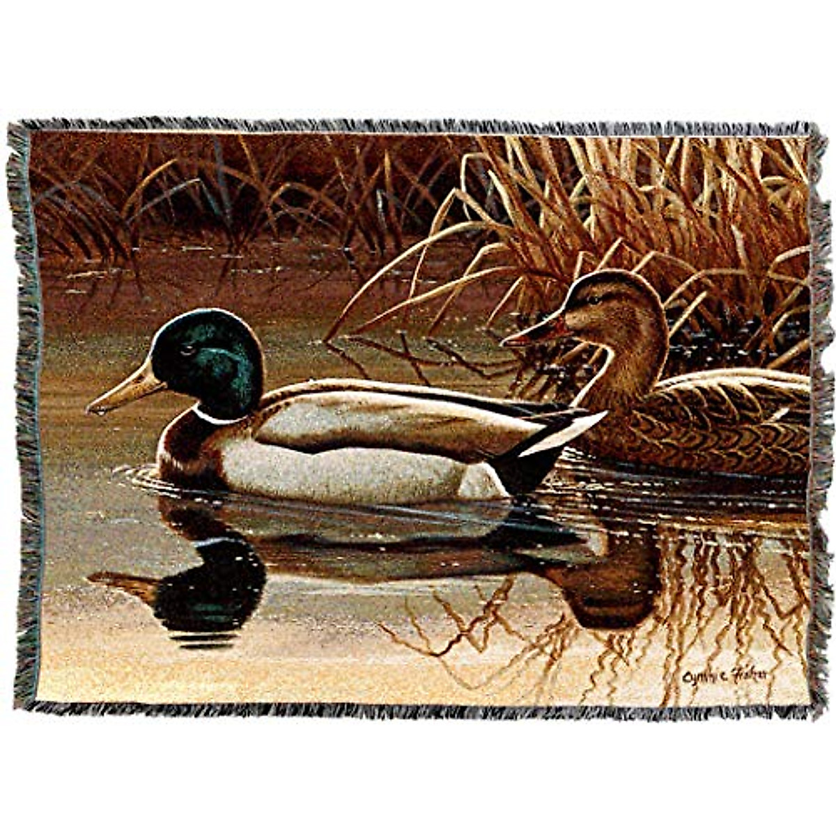 Pure Country Weavers Quiet Couple Blanket by Cynthie Fisher - Ducks Lake Lodge Cabin Gift Tapestry Throw Woven from Cotton - Made in The USA (72x54)