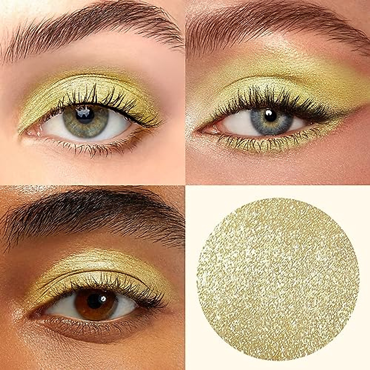 Hotiary Glitter Liquid Eyeshadow, Metallic Glitter Shimmer Sparkling Eye Shadow, Long Lasting Waterproof High Pigments Sparkle Eye Makeup Kit, Metals Gloss Eyeliner Pen(Gold Cream)