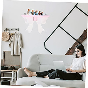 TOVINANNA Wood Floating Shelf, Cute Wooden Bow Tie Rack for Wall, 7.9" Folating Storage Shelves Kawaii Princess Room Decor for Bedroom, Office