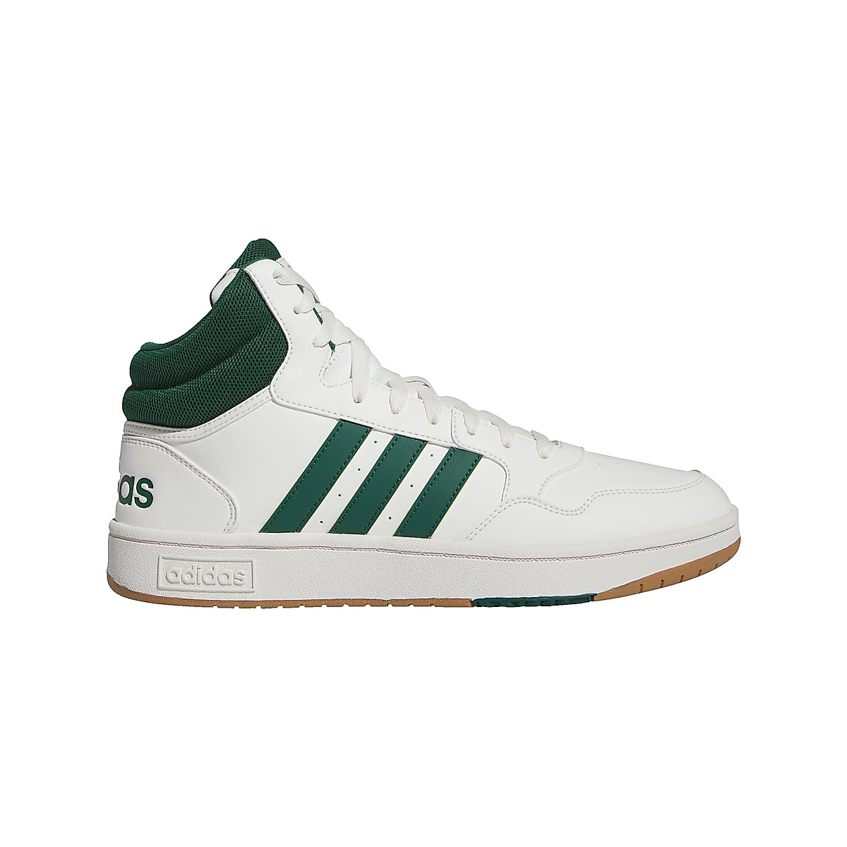 adidas Men's Hoops 3.0 Mid Basketball Shoes Sneaker, Core White/Collegiate Green/Gum, 12