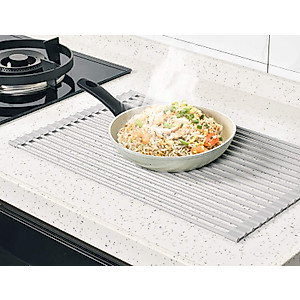 Surpahs Over The Sink Multipurpose Roll-Up Dish Drying Rack (Warm Gray, Large - 20.5"x13") - 2 Pack