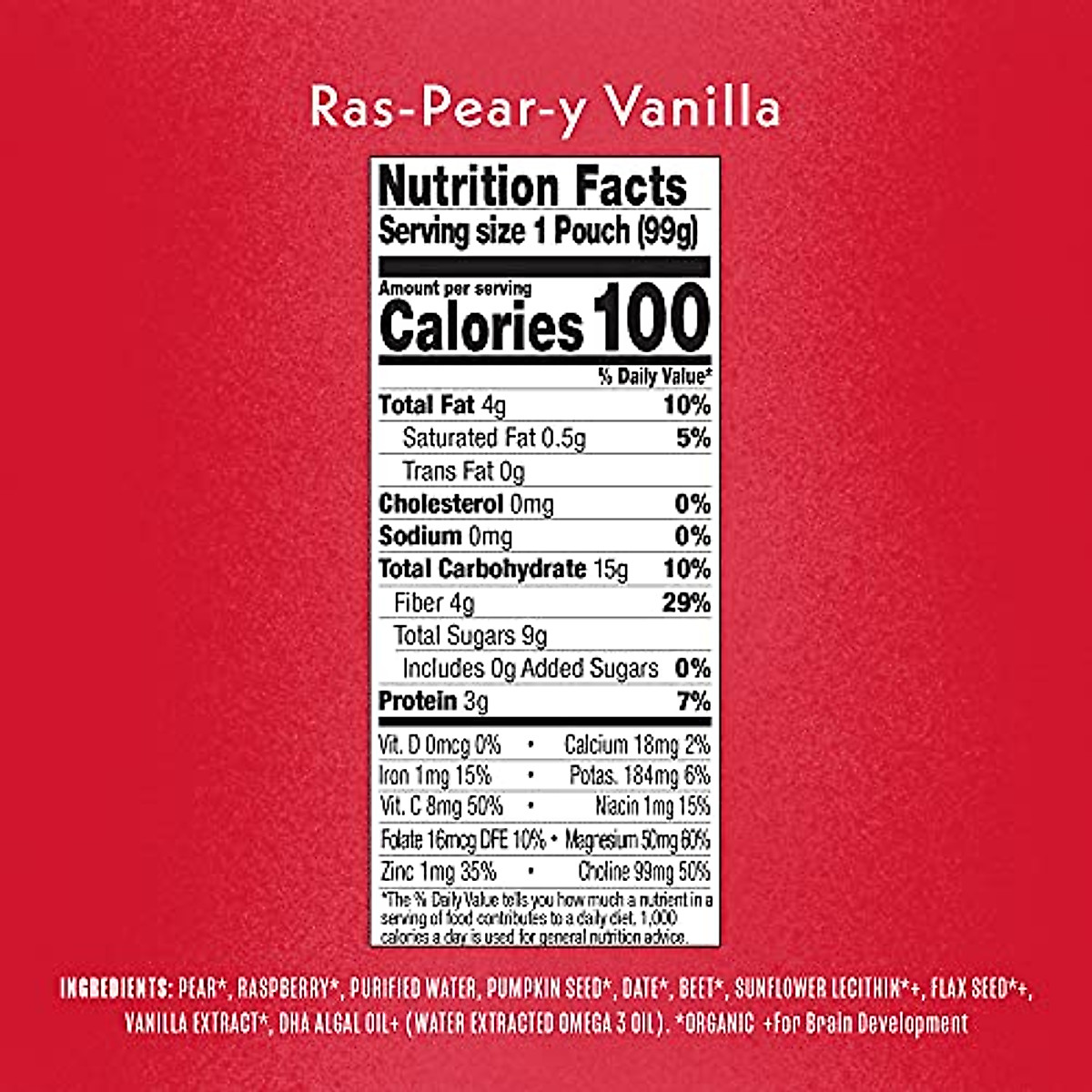 Once Upon a Farm Organic Ras-Pear-y Vanilla Smart Blend, 3.5 Oz