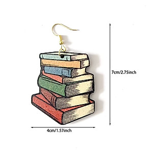 twinkle eye Color Classics Stackable Book Hanging Earrings Personality Beginning Season Teacher Student Gifts Book Earrings Double Sided Color Painting for Women