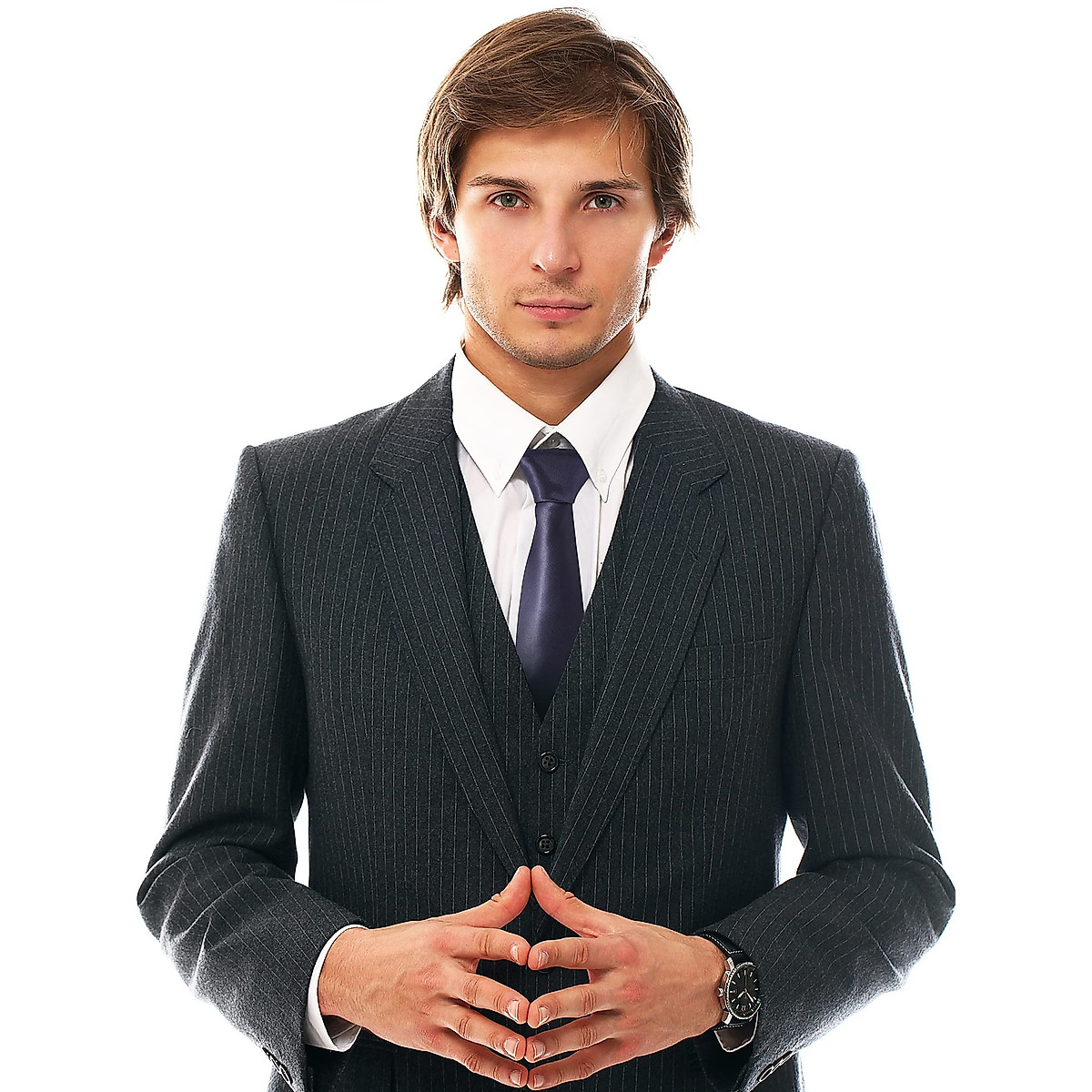 SATINIOR 9 Pieces Men's Slim Tie Skinny Necktie Solid Color Tie Retro Classic 3 Inches Skinny Ties, Multicoloured, One Size