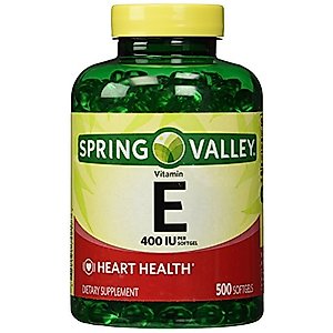 Spring Valley E Vitamin Dietary Supplement, Softgels, 500 ct