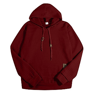 Ymosrh Mens Hoodie Sweatshirts Pullover, Trendy Hoodie Oversize Hoodies Sweatshirt Blank Hoodies for Printing Men Men's Winter Casual Hoodie Warm Long Sleeves Sweatshirt Coat Jacket (XL, Red)