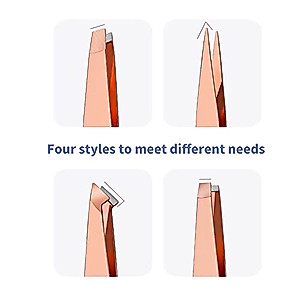 Tweezers for Eyebrows Pointed Precision Tweezers for Eyebrows & Ingrown Hair Removal-Blackhead and Splinter Tweezer with Sharp Needle Nose Point… (Angled（1pc）, Blue-Purple)