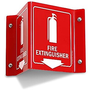 SmartSign “Fire Extinguisher” Projecting Sign with Arrow | 6" Polished Acrylic