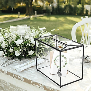 Lemicin Transparent Acrylic Wedding Card Box with Lock, Slot Envelope Holder for Wedding Reception Bridal Shower Birthday Baby Shower Election Votes Graduation Parties Honeymoon Fund Memory Box