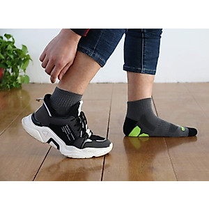 BERING Men's Performance Athletic Ankle Running Socks, Carbon Gray, Size 9-12, 6 Pairs