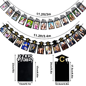 FOIMAS 2pcs Graduation Photo Banner,5x7 Inch Congrats Grad Photo Banner Kindergarten to 12th Grade Picture Hanging Garland for 2024 Graduation Party Supplies