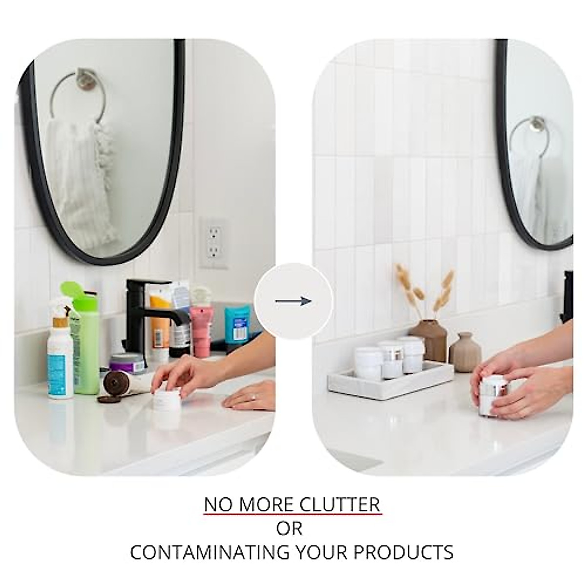 Airless Pump Jar – Air Pump Container for Cream, Lotion, and Gel - 1.7 Ounce Travel Ready Protective Refillable Cosmetic Empty Moisturizer Pump Dispenser Bottle – Silver