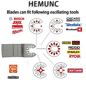 Oscillating Tool Blades, HEMUNC 6PCS Oscillating Multi Tool Diamond Saw Blades for Grout Removal, Flush Cut, Compatible with Dewalt Bosch Dremel Rockwell Makita Fein Multimaster Milwaukee and More