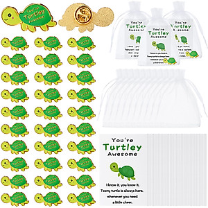 Maysing 30 Sets Employee Appreciation Gifts Bulk Positive Turtle Pins You're Awesome Inspirational Notecard Thank You Gift for Coworker Staff Volunteer Teacher Students Pocket Favor