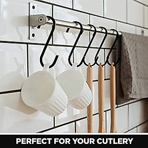 GREENITY Pack of 30 Black S Hooks for Hanging Clothes Heavy Duty Stainless Steel S Shaped Hooks for Hanging Clothes, Bags, Blankets, Pots, Plants, Garage Tools and Kitchen Utensils (3.7 Inches)