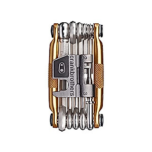 Crankbrothers Multi Tool M 17 Bike Tool - MTB Multi-Tool Gold - 17 bicycle tools (17 in 1 tool), ergonomic and lightweight