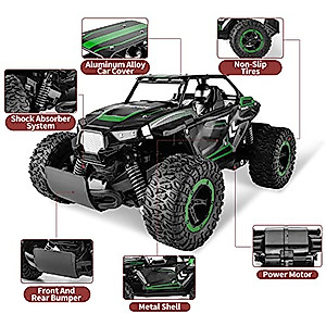BEZGAR TB142 RC Cars-1:14 Scale Remote Control Car, 2WD High Speed 20 Km/h All Terrains Electric Toy Off Road RC Vehicle Truck Crawler with Two Rechargeable Batteries for Boys Kids and Adults-Green