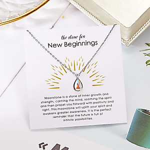 RINHOO FRIENDSHIP Moonstone Necklace for Women Inspirational New Geginnings Gifts for Women Graduation, Retirement, Miscarriage Mothers, Divorce Breakup Gifts for Women