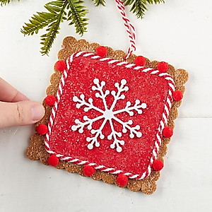 Snowflake Christmas Cookie Felt Ornaments Set of 3 by Factory Direct Craft - Christmas Decorations for Wreaths, Trees and Holiday Displays - 4-3/4 Inches