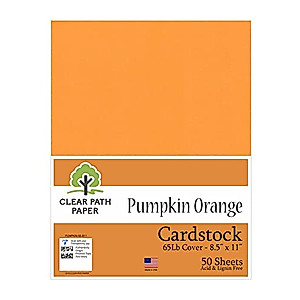 Pumpkin Orange Cardstock - 8.5 x 11 inch - 65Lb Cover - 50 Sheets - Clear Path Paper