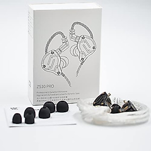 KZ ZS10 Pro in Ear Monitor Earphone, 4BA 1DD Metal Earbuds, HiFi Bass Headphones IEM with Detachable 2 Pin C-Cable(Matte Black,No Mic)