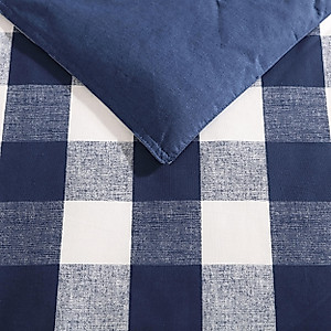 Eddie Bauer - Twin Duvet Cover Set, Reversible Cotton Bedding with Matching Sham, Stylish Plaid Home Decor (Lakehouse Blue, Twin)