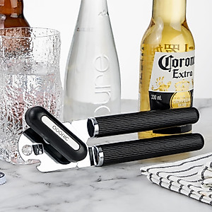 Can Opener Manual, Can Opener Smooth Edge, Food-Safe Multifunctional Can Openers Stainless Steel Manual Can Opener with Non-Slip Handle & Large Knobe, Ultra Sharp Cutting for Seniors with Arthritis