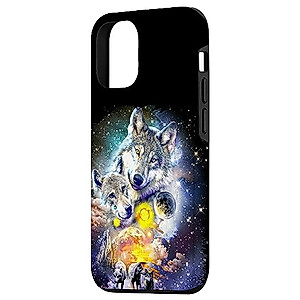 iPhone 13 Pro Cosmic Space Wolf, Wolves Family Howling, Night-time Reunion Case