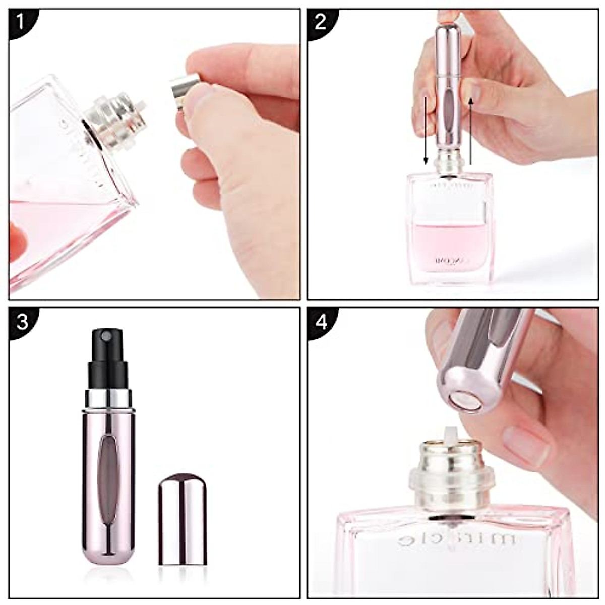 Mini Refillable Perfume Atomizer Bottle - Portable Refillable Spray, Atomizer Perfume Bottle, Scent Pump Case, Perfume Atomizer Refillable Travel (5ml, 4 Pack)