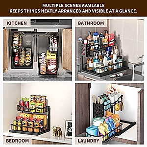 YIWANFW Under Sink Organizer and Storage, Corner Shelf Bathroom Counter Organizer, 2 Pack