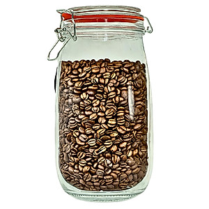 Generic Airtight wide mouth glass jar with lid 51oz 1.5 liter set of 2. Clear Glass Kitchen, Pantry Organizer. Keep your food, grains coffee, tea, cookies and candies dry, fresh. (Oval PC11002-C)