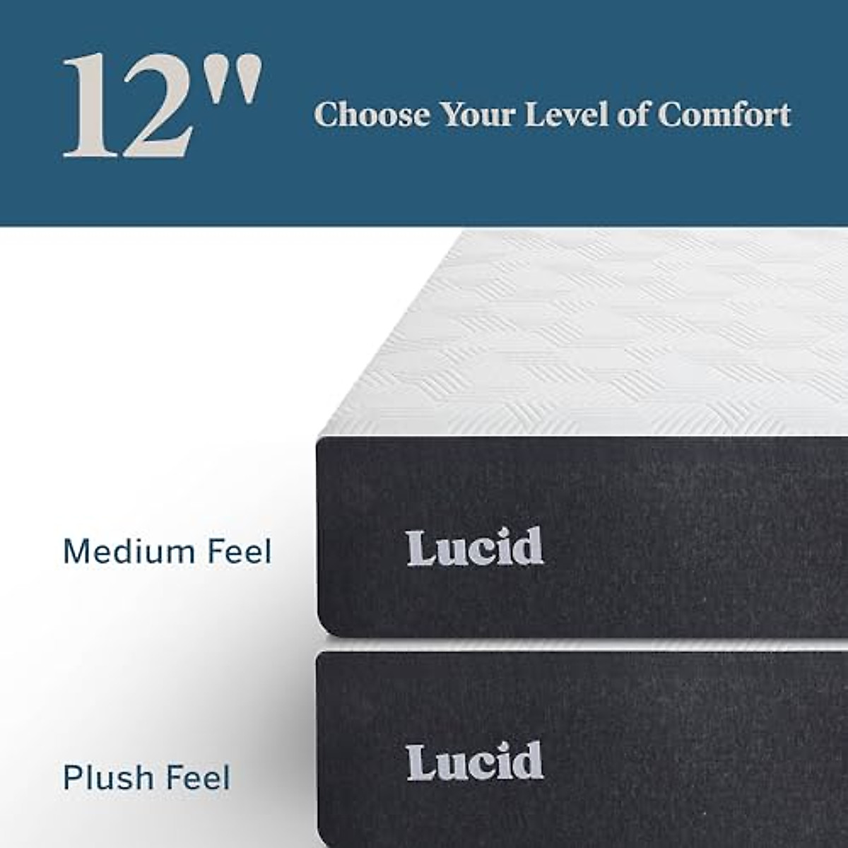 LUCID 12 Inch Memory Foam Mattress - Plush Feel - Memory Foam Infused with Bamboo Charcoal - Gel Infusions - CertiPUR-US Certified - Breathable - Full