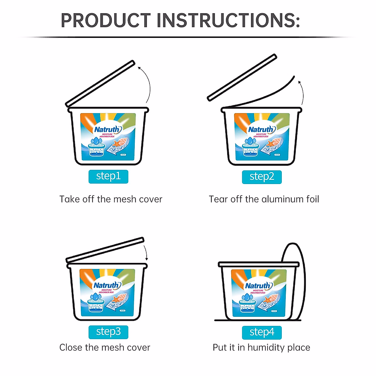 NATRUTH Ocean Breeze Moisture Absorber（6 Pack）12.5 Oz,Humidity Absorber Attracts Extra Moisture from Your Bathroom, Closet, Kitchen & Study, Dehumidifier for Closet