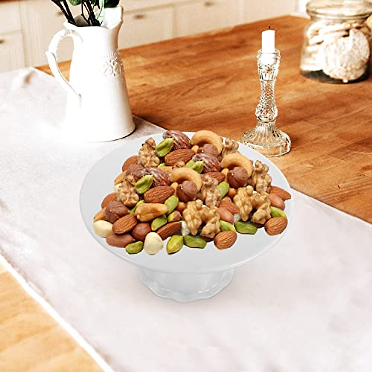 GANAZONO Serving Platter Cake Pedestal Porcelain Cake Stand Display Cake Holder Cake Plates Buffet Treat Stand Tray Fruit Plate Nuts Container Cupcake Stand Snack Ceramics Ceramic Plate