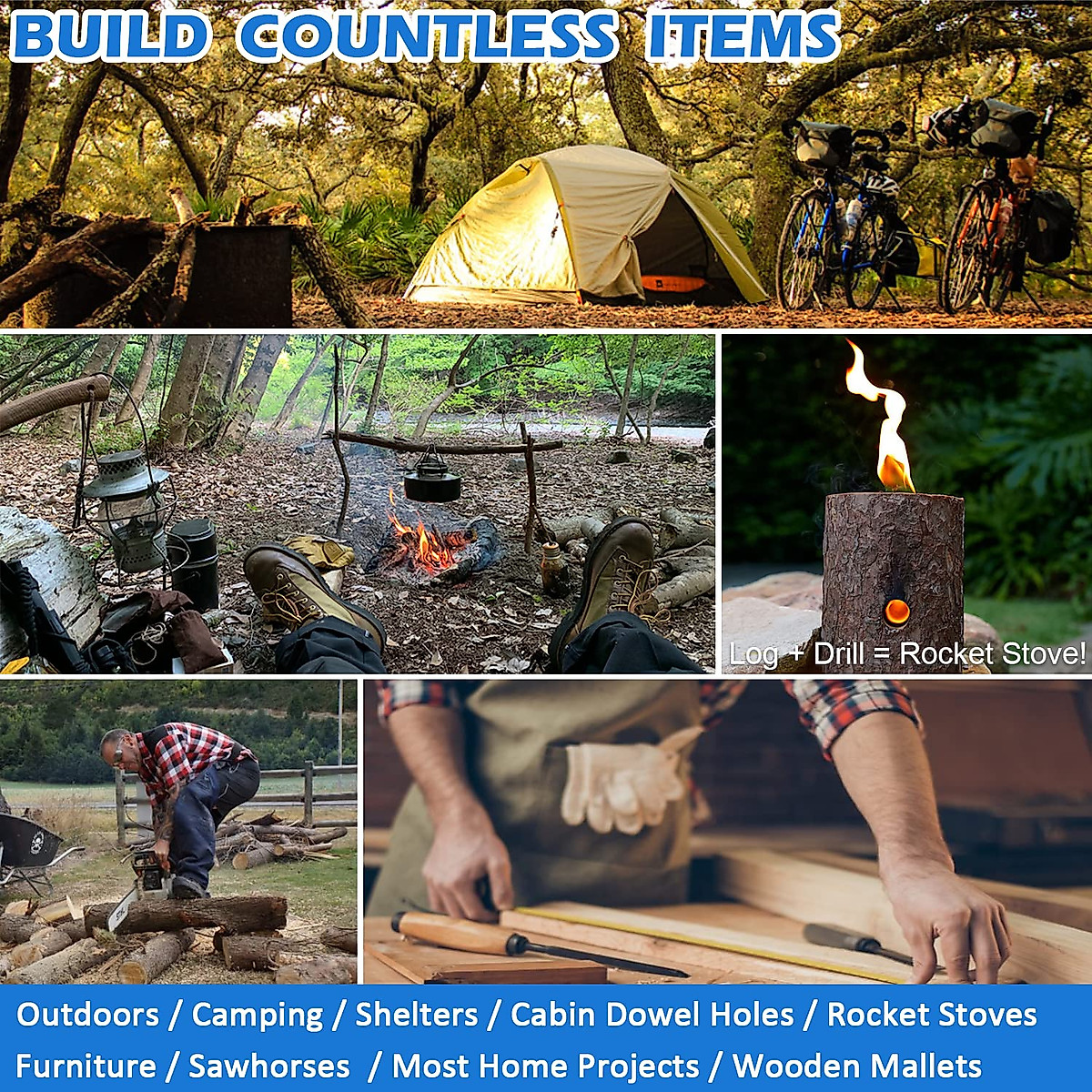 1" x 12" Scotch Eye Wood Auger Drill Bit - 1 Inch Hand Auger Wrench Manual Hole Maker - Multitool for Bushcraft Settlers Gear Backpack & Camping Survival Tool