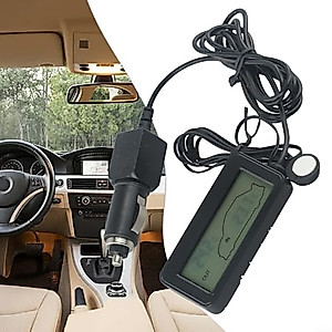 Car Thermometer, Reads Inside & Out Temperature, Celsius and Fahrenheit Conversion, 12v digital backlight LCD car Thermometer