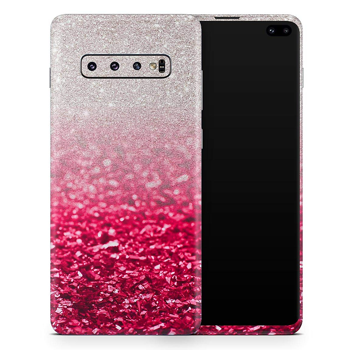 DesignSkinz Red & Silver Glimmer Fade Protective Vinyl Decal Wrap Skin Cover Compatible with The Samsung Galaxy S20 (Screen Trim & Back Glass Skin)