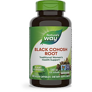 Nature's Way Black Cohosh Root, Traditional Support for Women's Health*, 540 mg per Serving, Non-GMO Project Verified, 180 Capsules (Packaging May Vary)