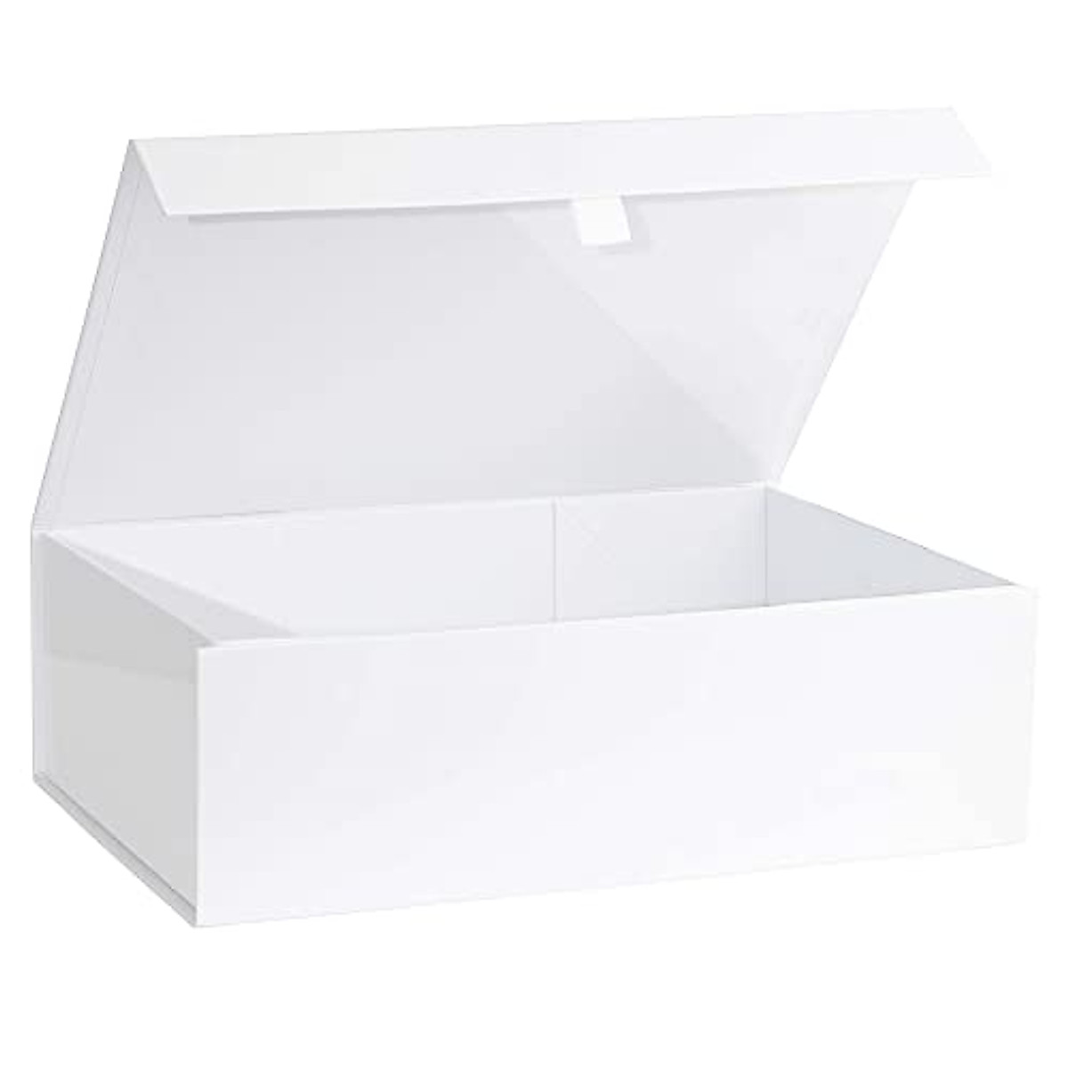Purple Q Crafts White  Hard Gift Box With Magnetic Closure Lid 14x9x4 Rectangle Favor Boxes With White Glossy Finish (1 Box)