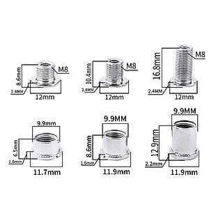 5 Sets Steel Chainring Bolts M8 Crankset Bicycle Chainwheel Female/Male Bolts Nuts Set for Road Bikes, Mountain Bike, BMX, MTB Disc Screws (Silver Type B for Double chainrings)