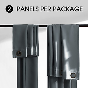 Rutterllow 100% Blackout Curtains 2 Panels, Full Shade 84 Inches Long Complete Drapes for Living Room, Dark Grey Thermal Insulated Bedroom Window Treatment Drapes (Gray, 52 x 84 inch)