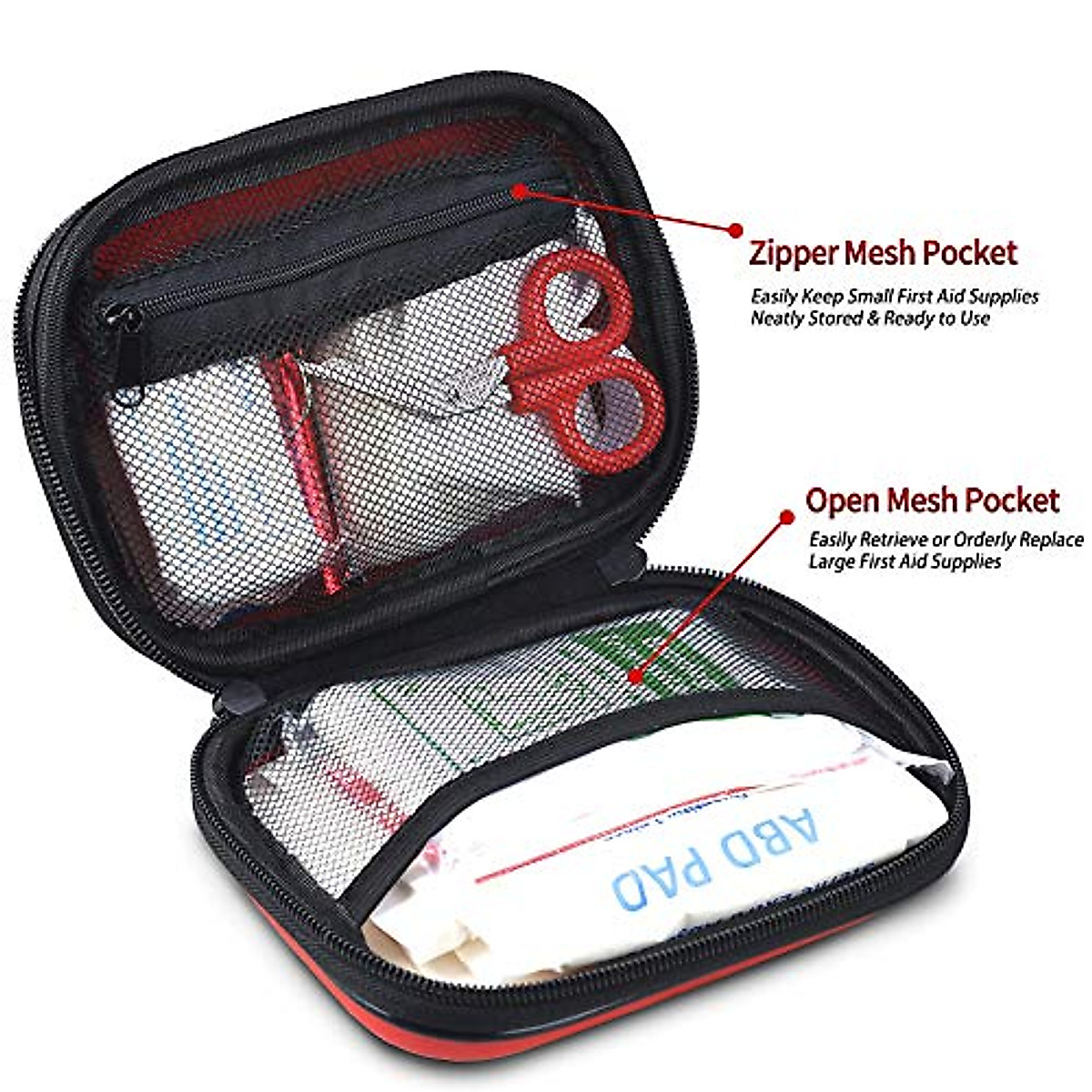 I GO 85 Pieces Hard Shell Mini Compact First Aid Kit, Small Personal Emergency Survival Kit for Travel Hiking Camping Backpacking Hunting Marine Car