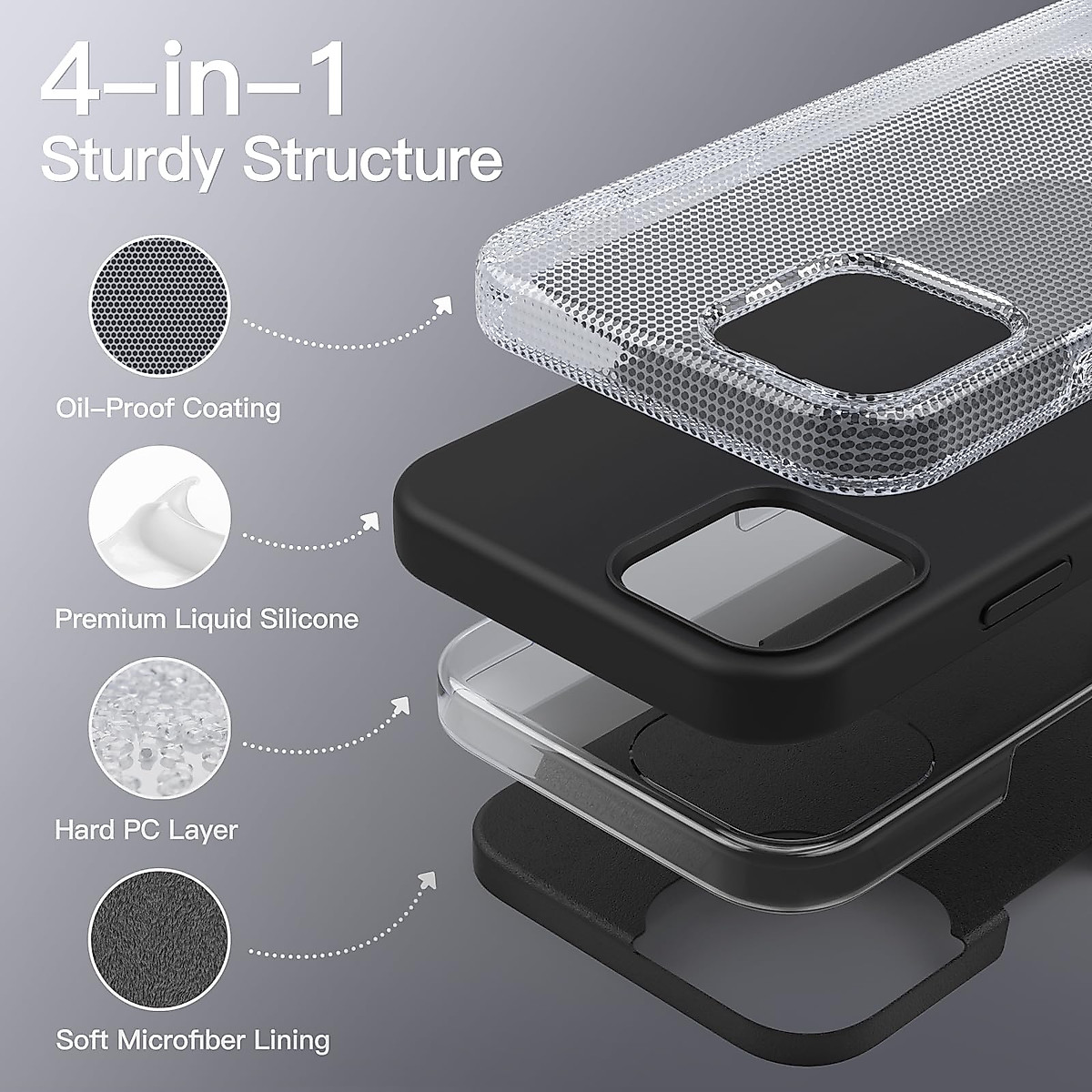 JETech Silicone Case for iPhone 12/12 Pro 6.1-Inch, Silky-Soft Touch Full-Body Protective Phone Case, Shockproof Cover with Microfiber Lining (Black)