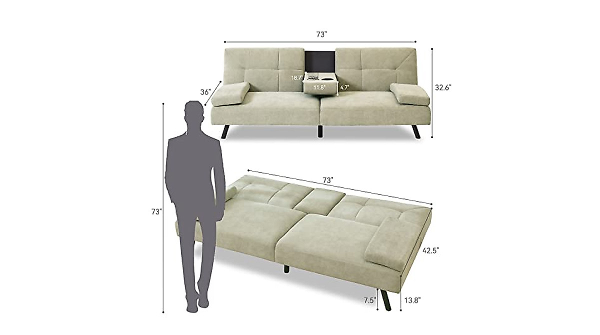 Vyfipt Convertible Futon Sofa Bed - Modern Comfort